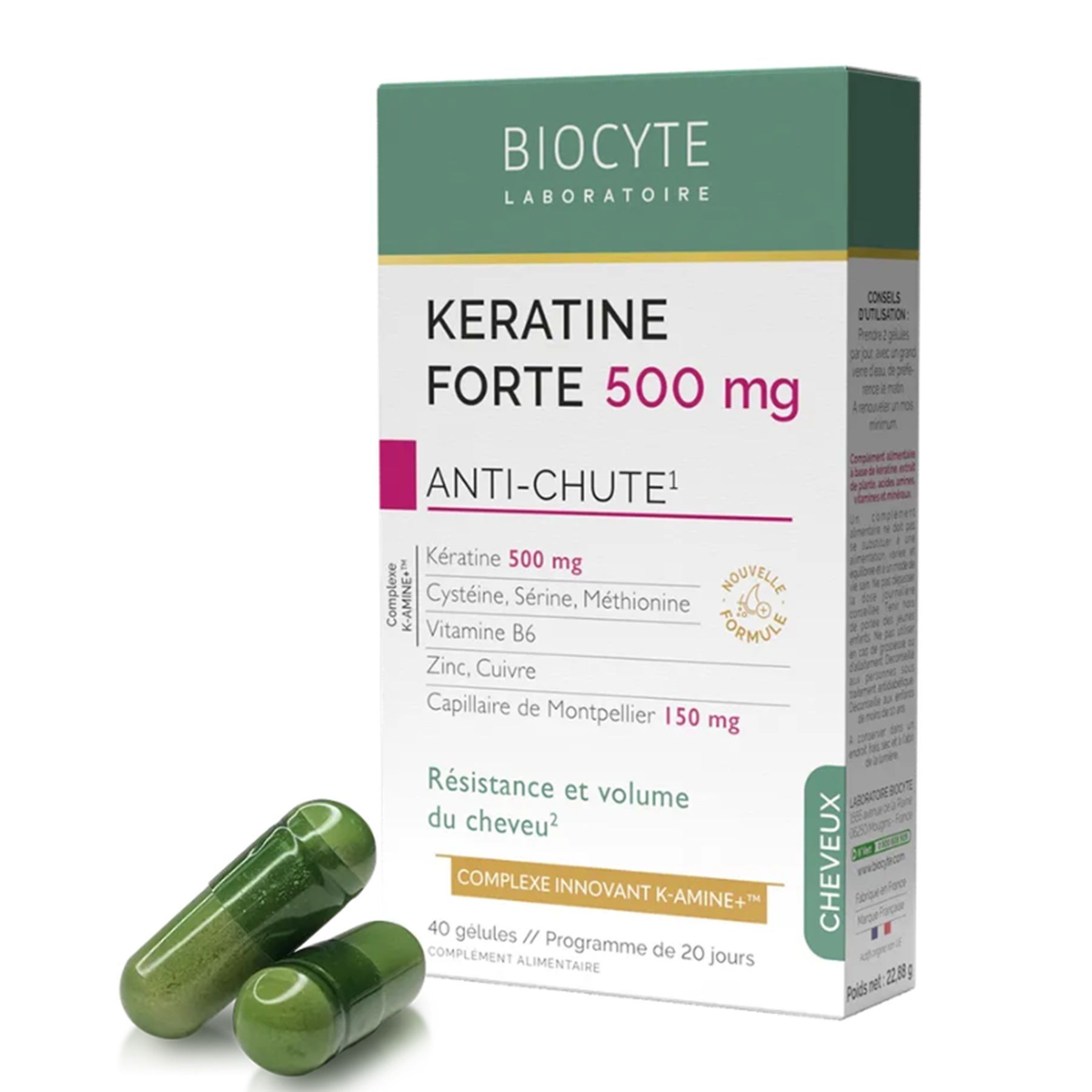 Dietary supplement Biocyte KERATINE FORTE 500MG AC NEW 40 capsules ...