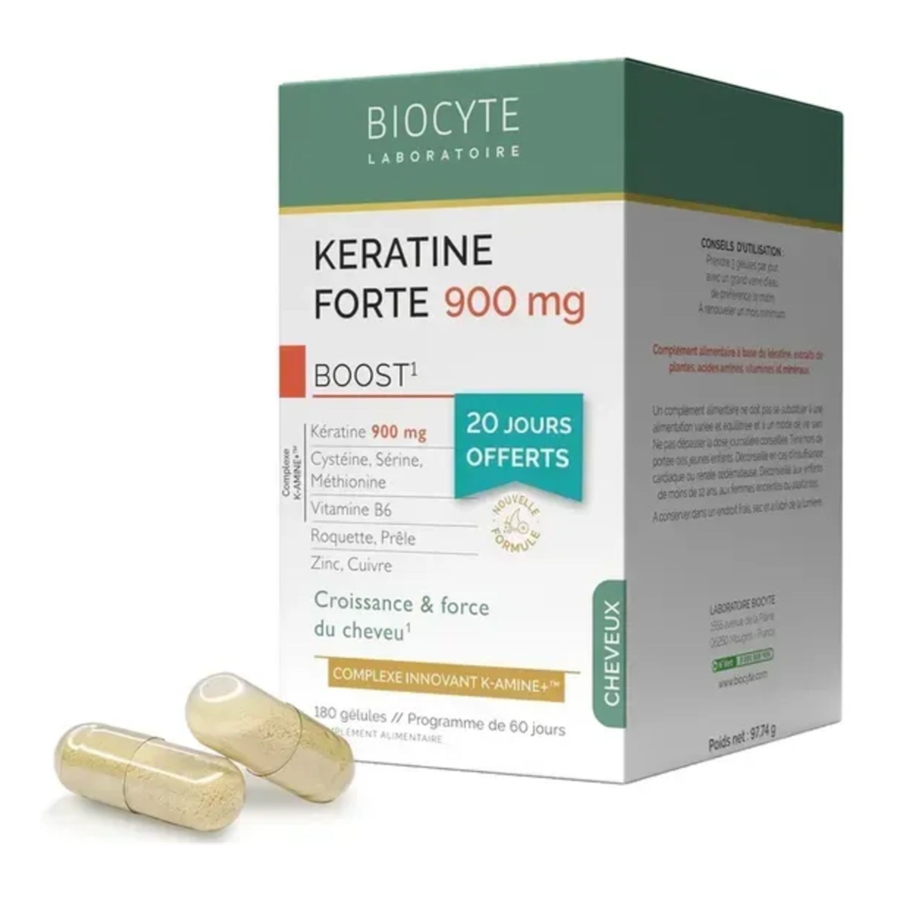 Dietary supplement Biocyte Keratine Forte 900mg for hair growth and ...